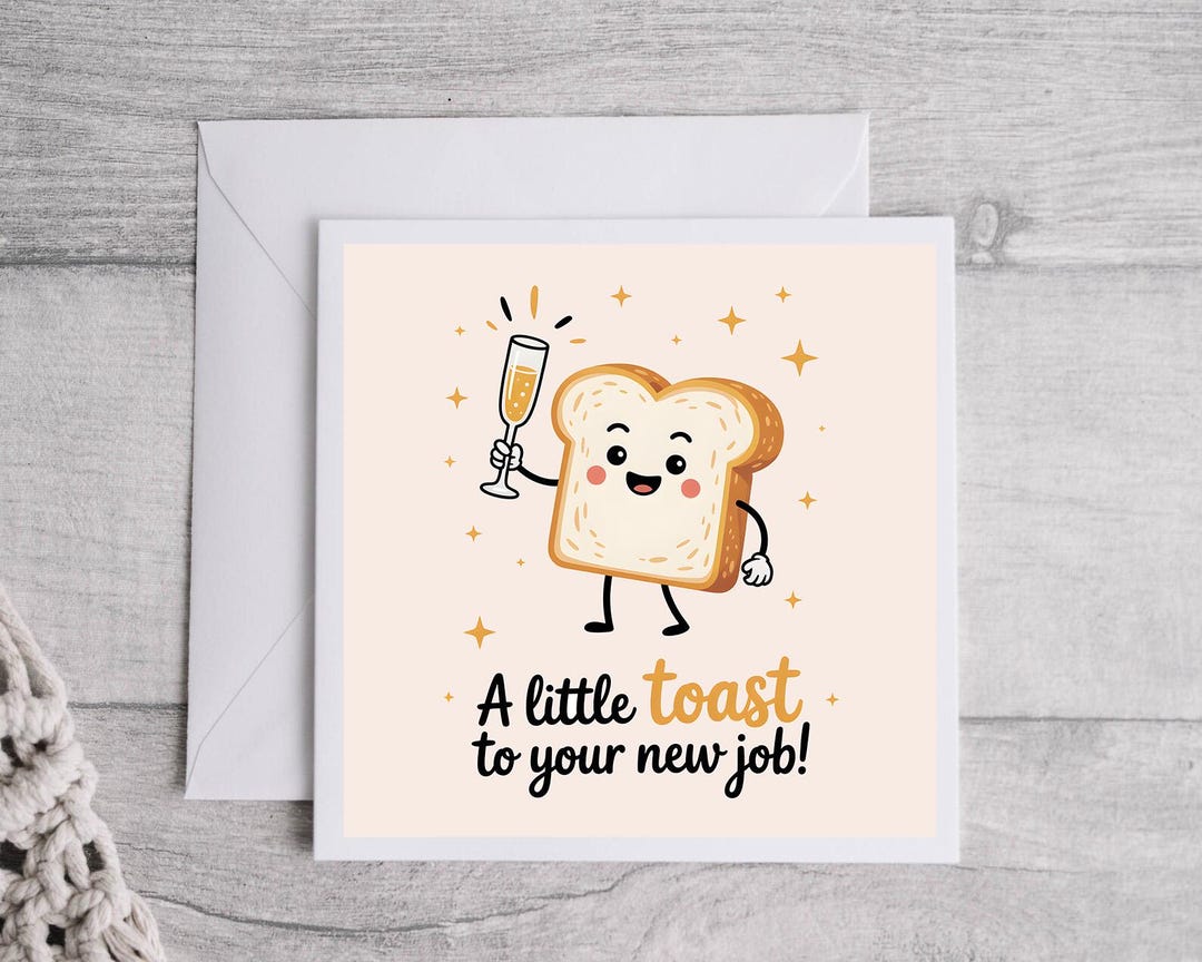 A Little Toast to Your New Job Card, Farewell Greeting Card, Goodbye ...