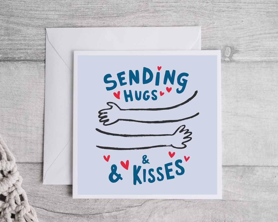 Sending Hugs & Kisses Card, Cute Love Card, Heartfelt Greeting Card ...