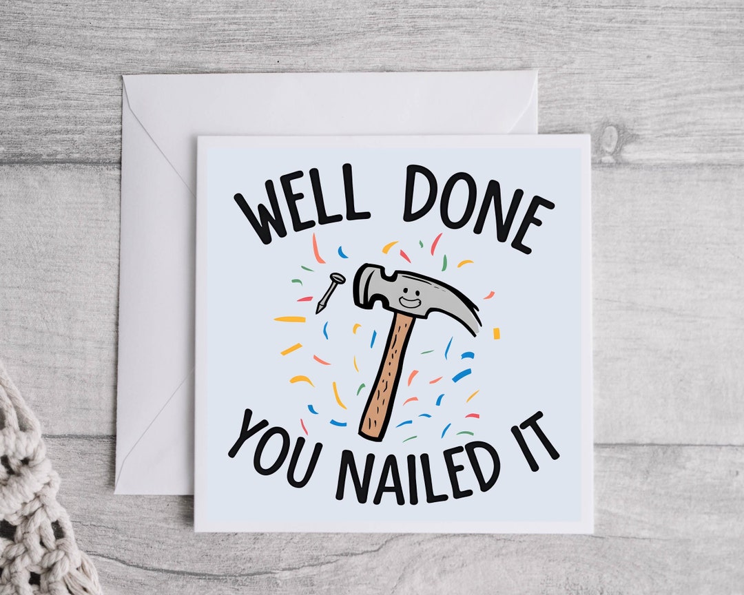 Funny Congratulations Card, You Nailed It Card, Hammer & Nail Card ...