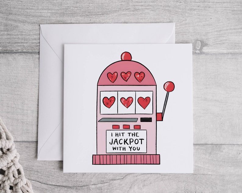 I Hit the Jackpot With You Card, Love Card, Romantic Card, Cute Love ...