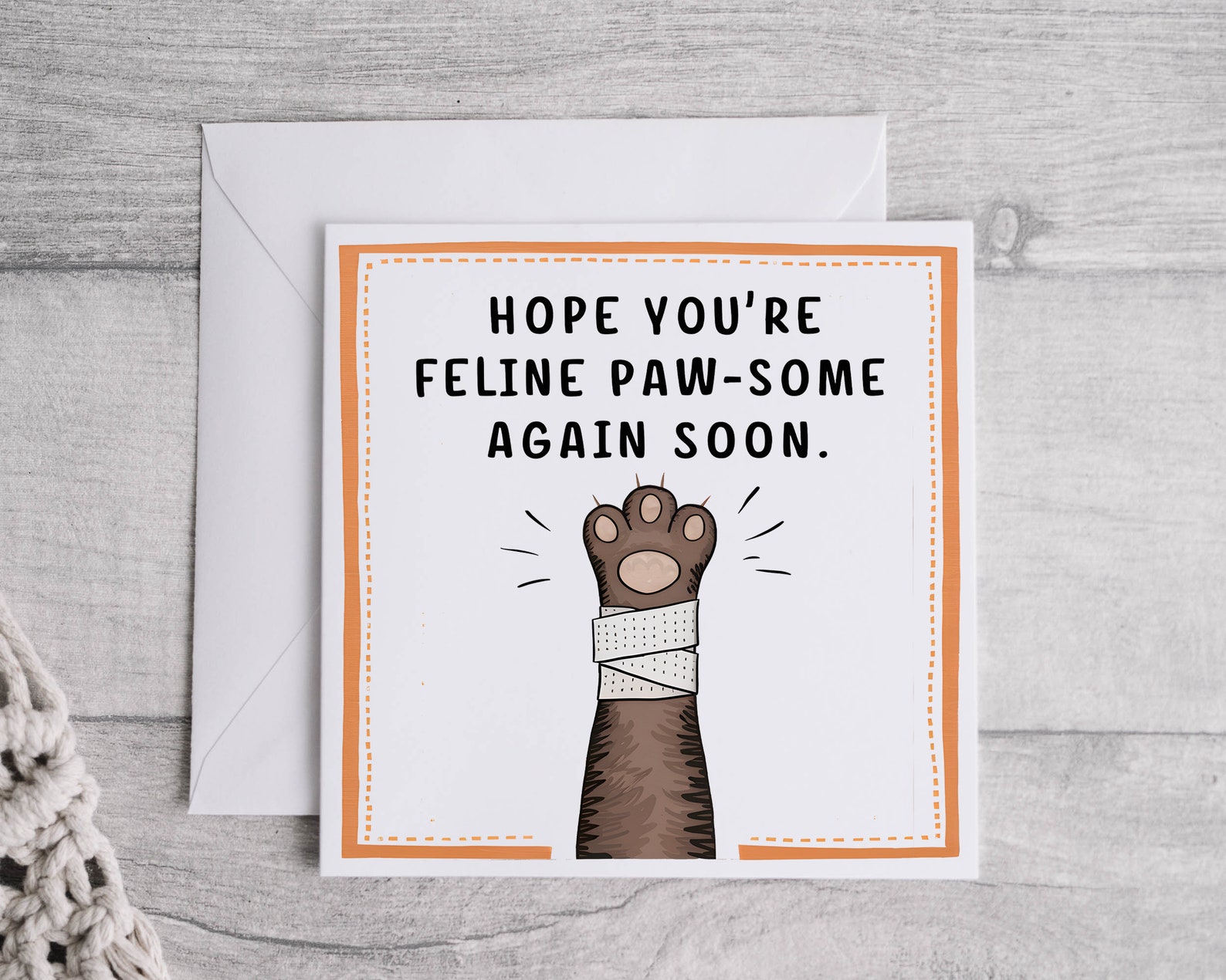 Hope You're Feline Paw-some Again Soon, Get Well Soon Card, Cat Lover ...
