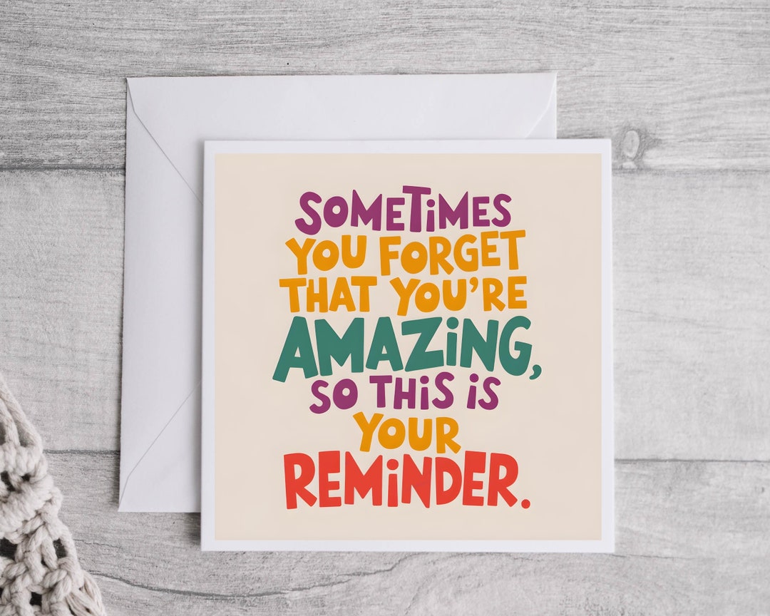 You're Amazing Reminder Card, Encouragement Greeting Card, Uplifting ...