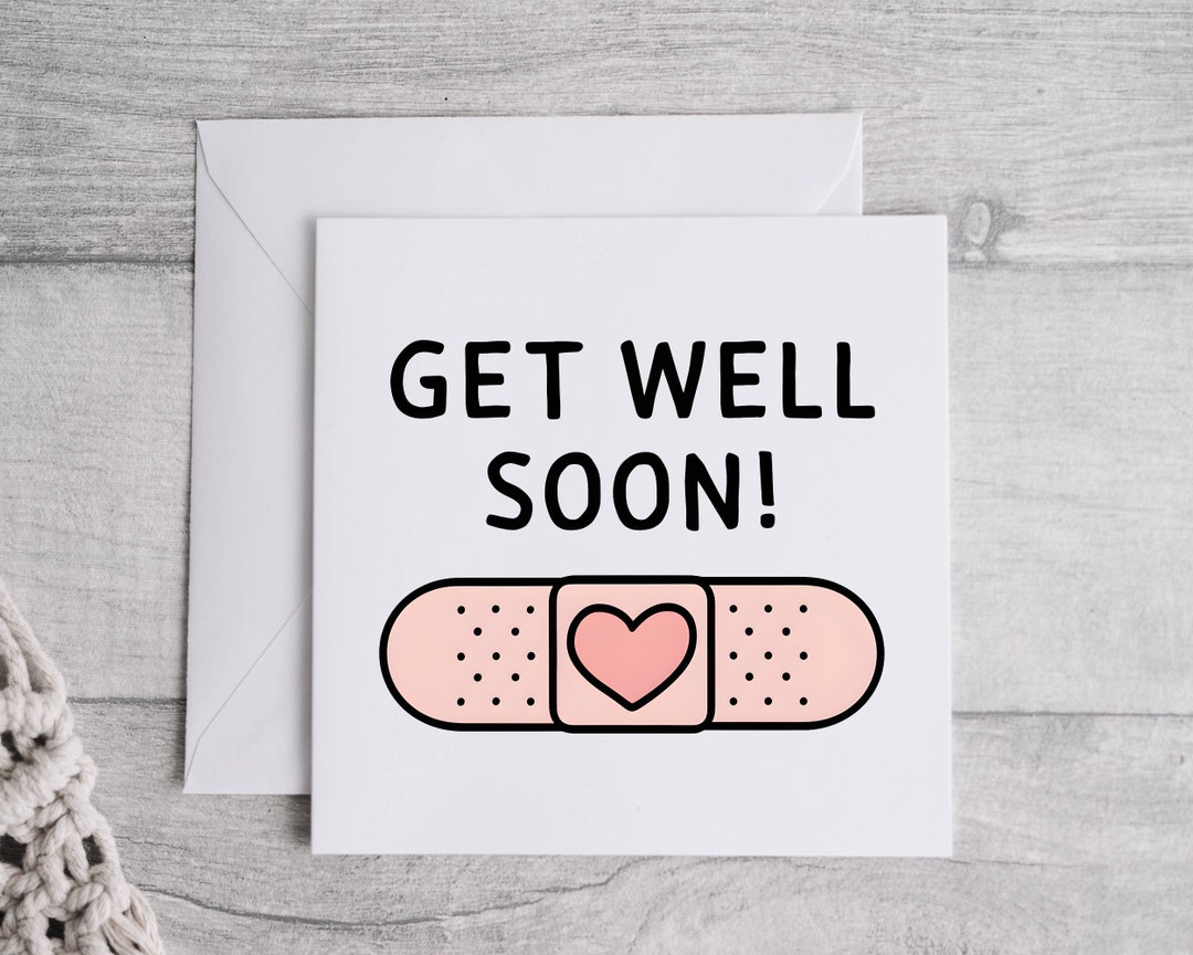 Cute Get Well Soon Card, Heart Bandage, Recovery Gift - Etsy