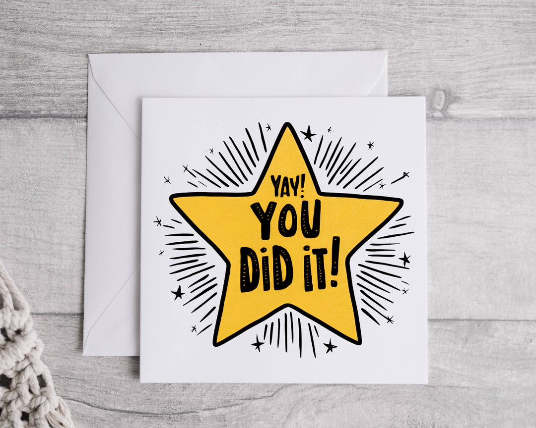 Yay You Did It, Congratulations Card, Graduation Card, Exam Card ...