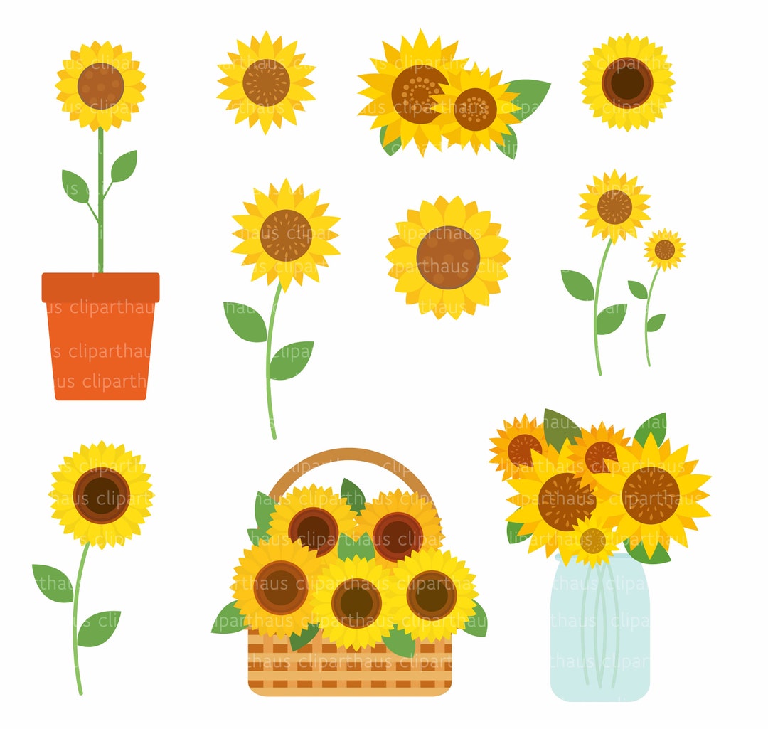 Sunflower Clipart, Clipart Sunflower, Sunflower Vector, Sunflower SVG ...