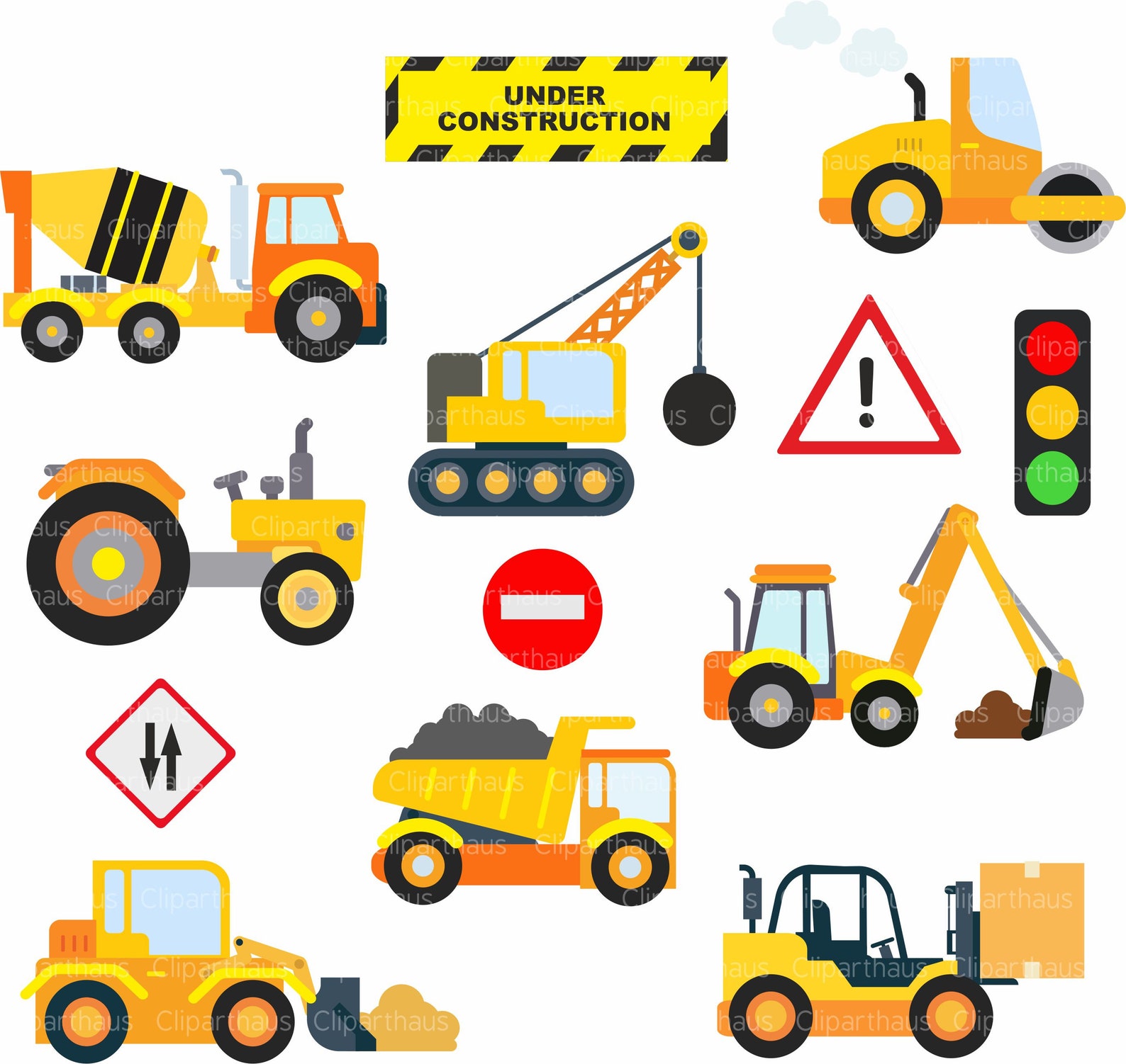 Construction Clipart, Clipart Construction, Trucks, Forklift Svg, Skid ...