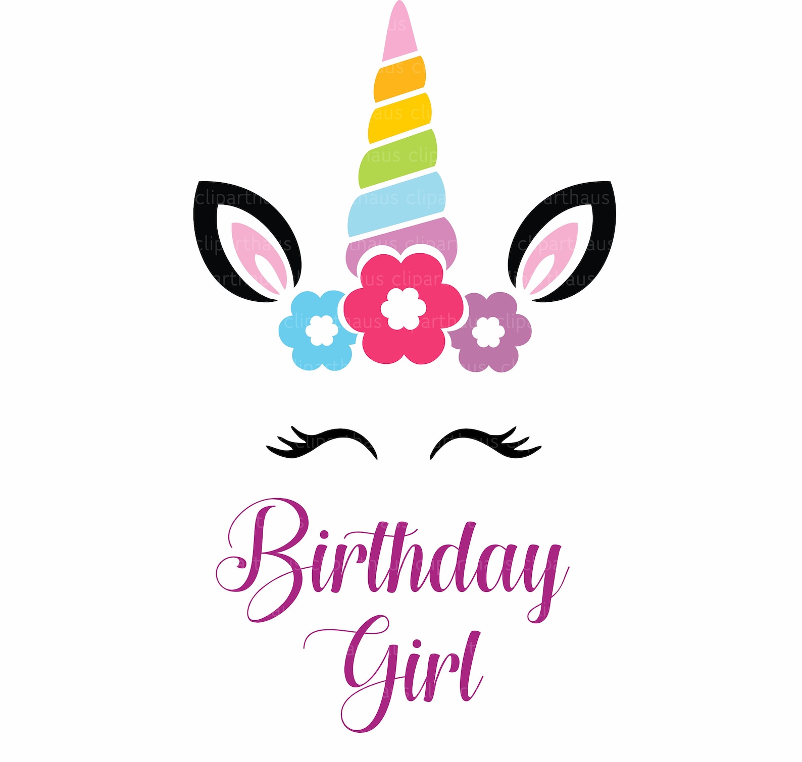 Birthday Girl Unicorn SVG, Birthday Unicorn Face SVG, Unicorn Face ...
