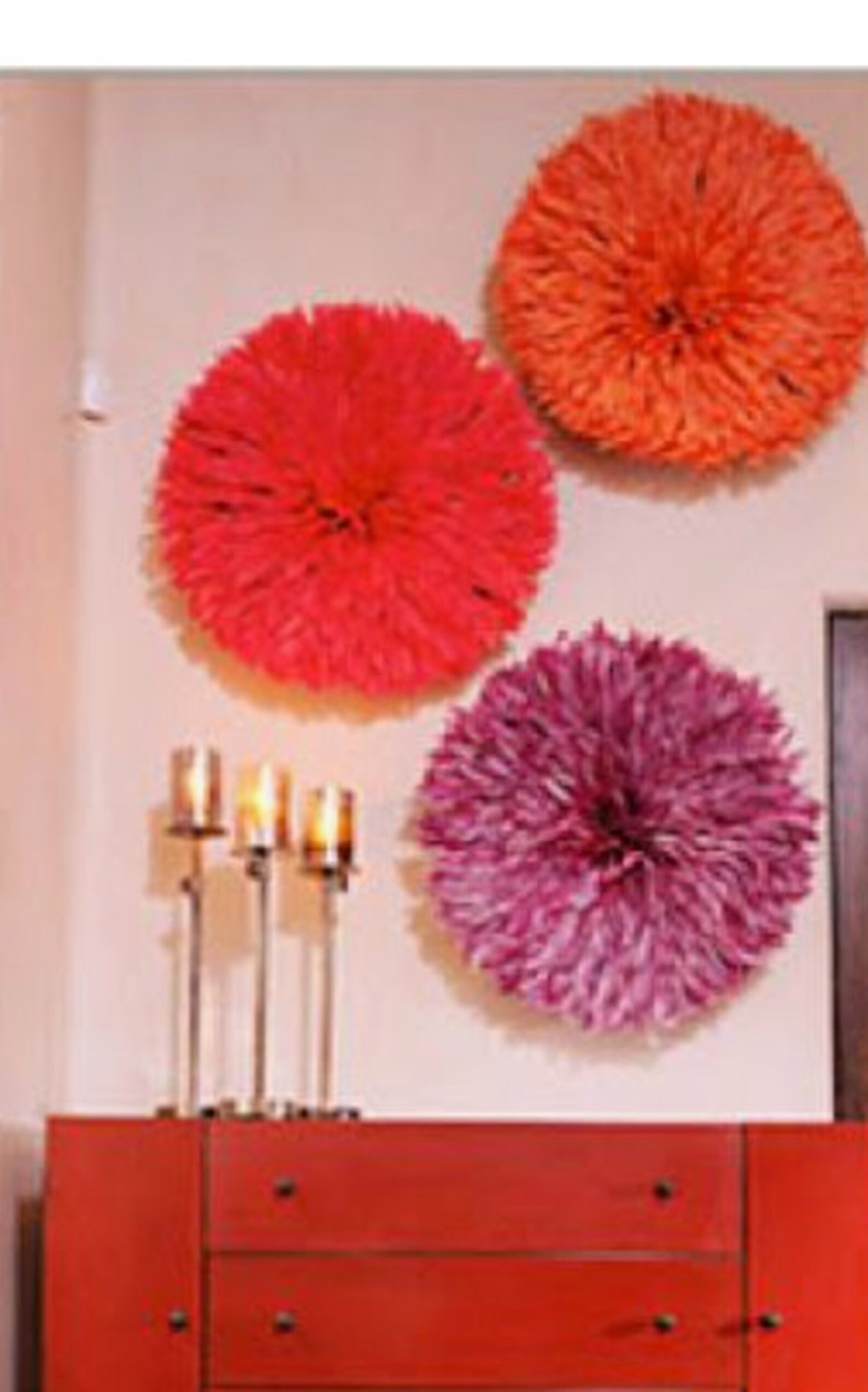 Orange Juju Hat Feather Wall Hanging Handmade Wall Decor Cameroon Juju ...