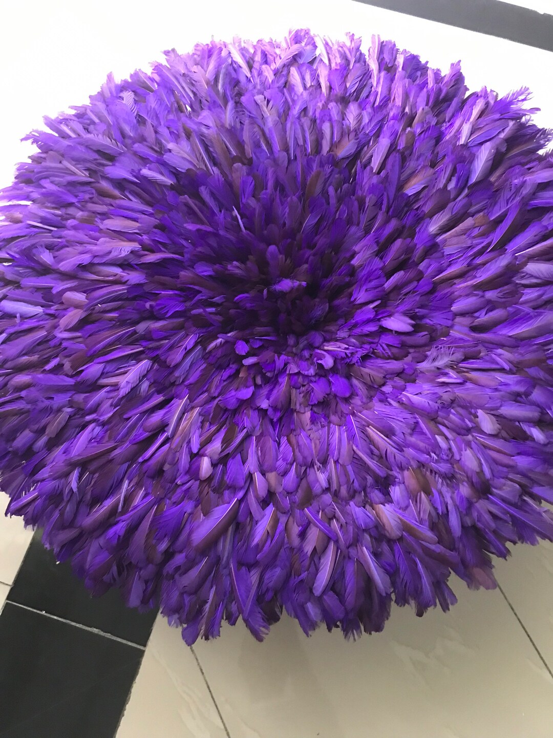 Large Purple Juju Hat, Full Feathered Lilac Wall Hanging, Colorful ...