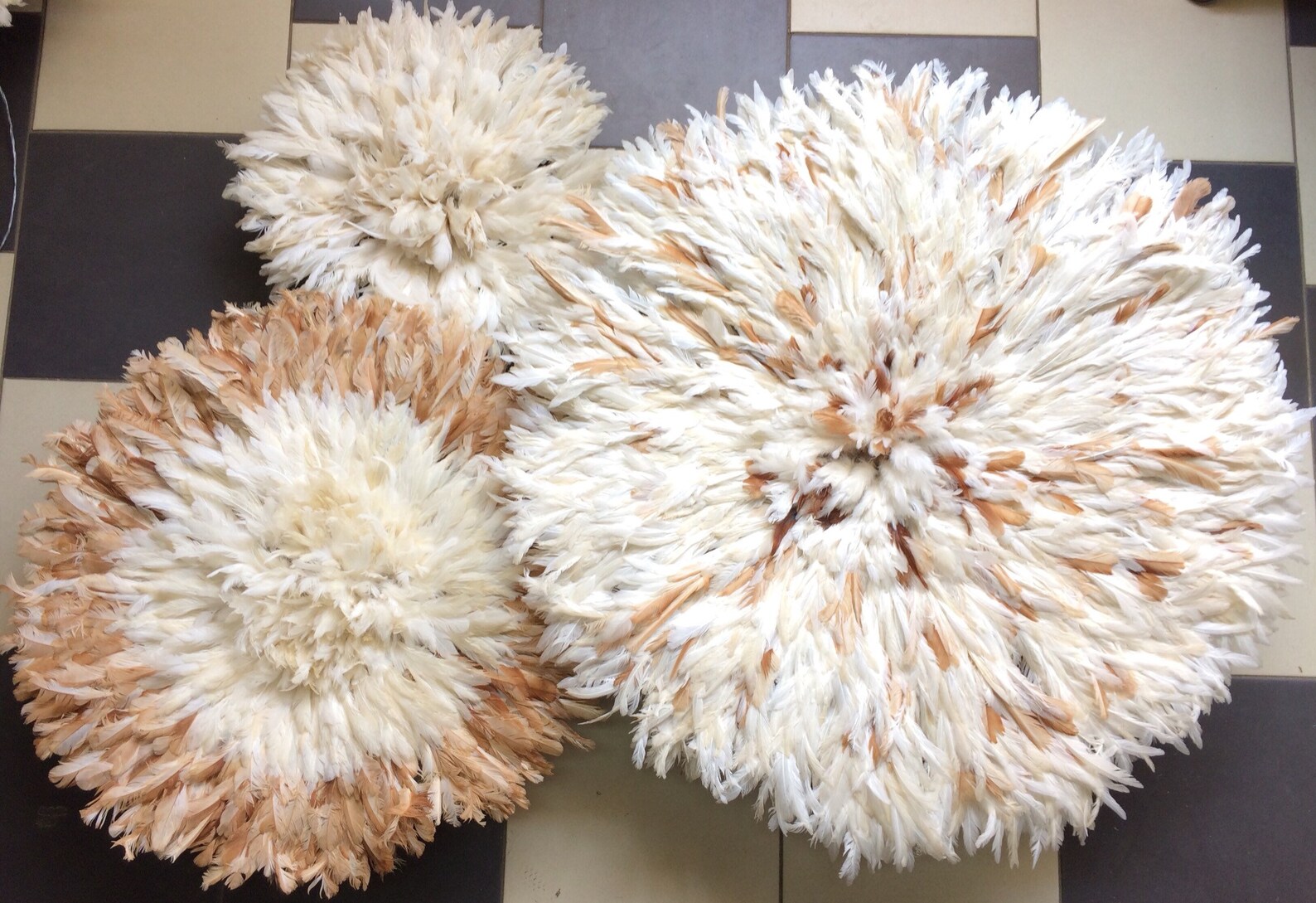 Natural Set of 3 Beige and Tan Juju Hats 1x60cm 1x50cm - Etsy