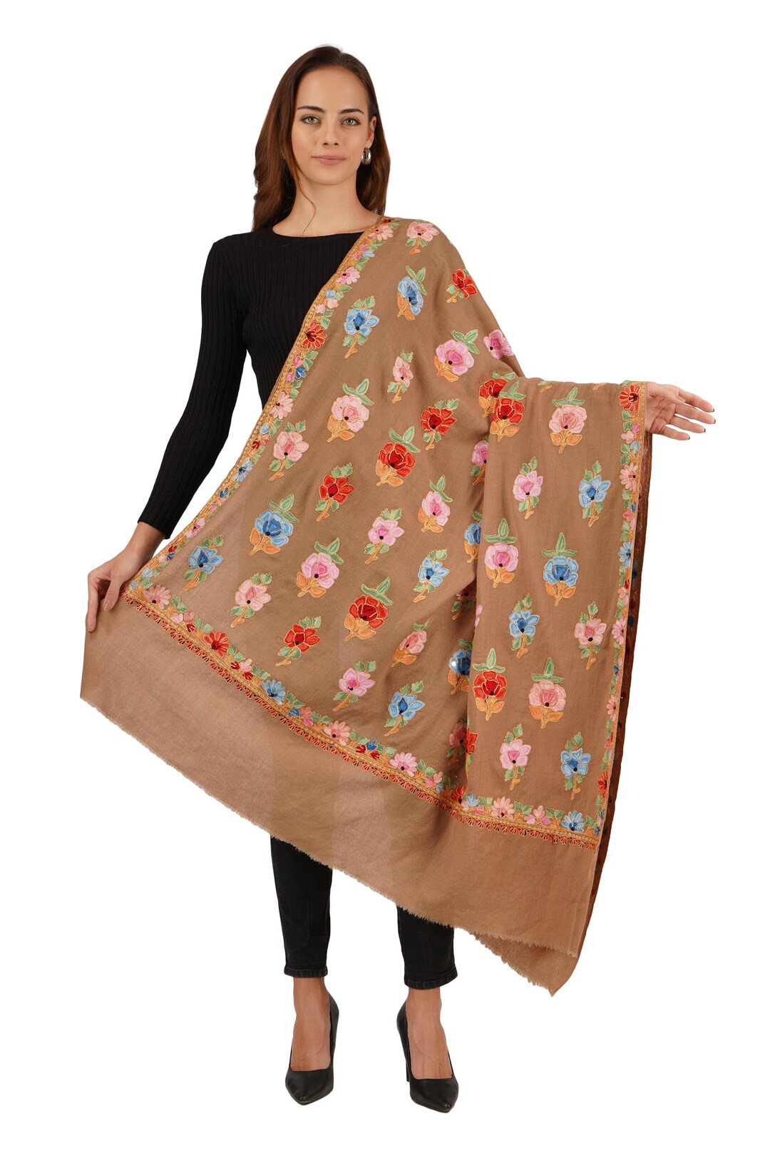 Kashmiri Embroidered Shawl, Shawl for Women, Kashmiri Aari Thread ...