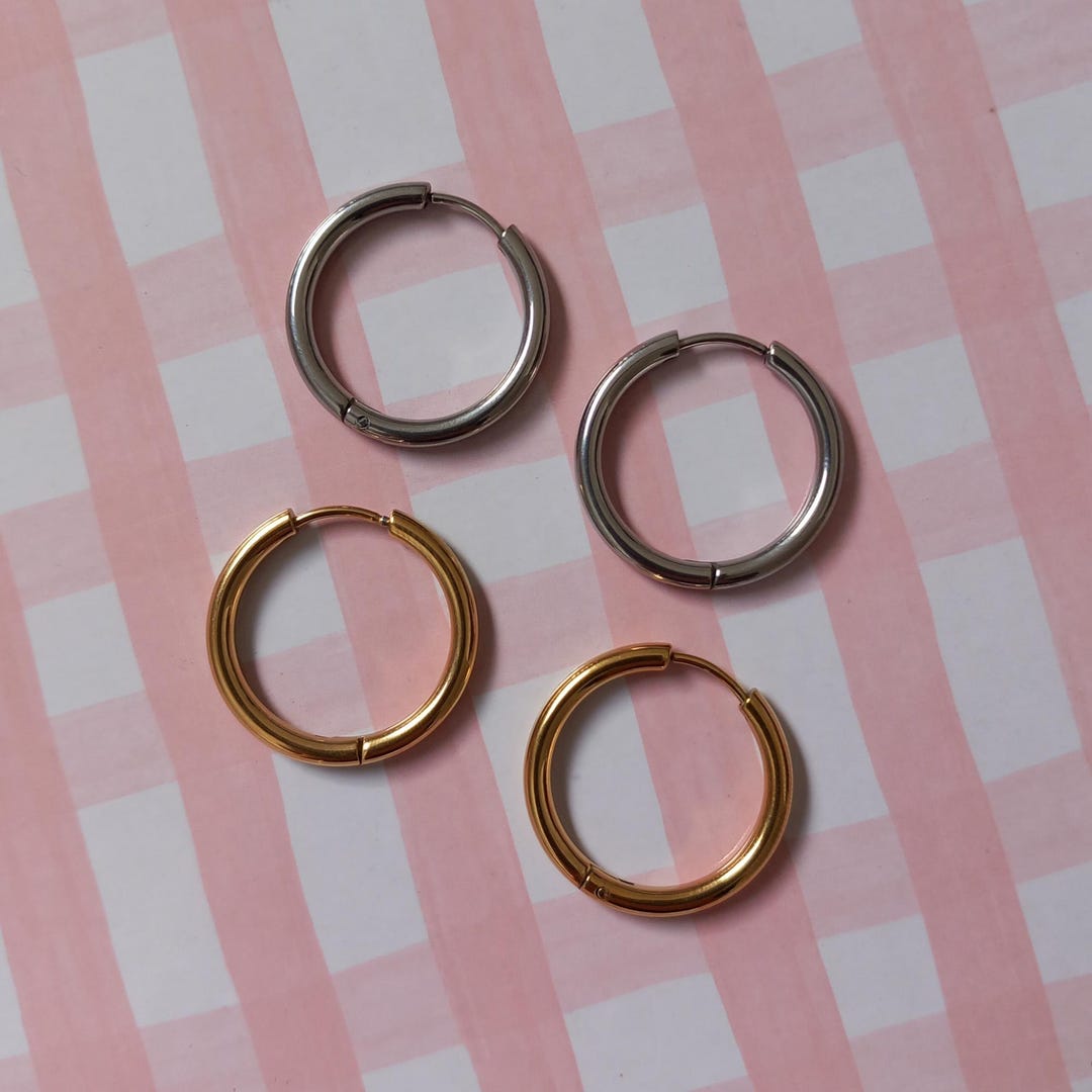 22mm Stainless Steel Hoop Earrings: Customizable Charm Hoops - Etsy