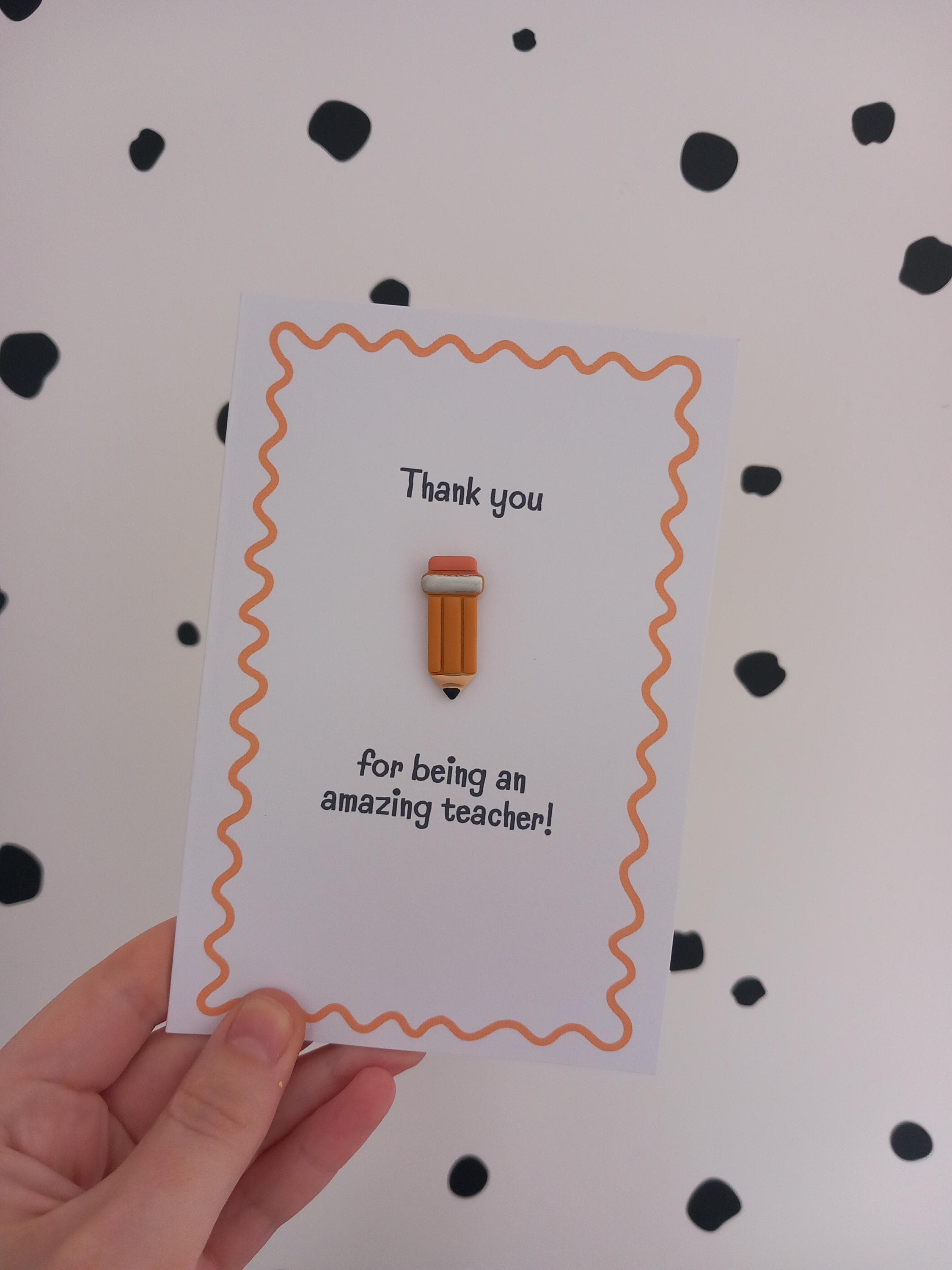 Handmade Polymer Clay Pencil Pin – Teacher Thank You Card - Etsy