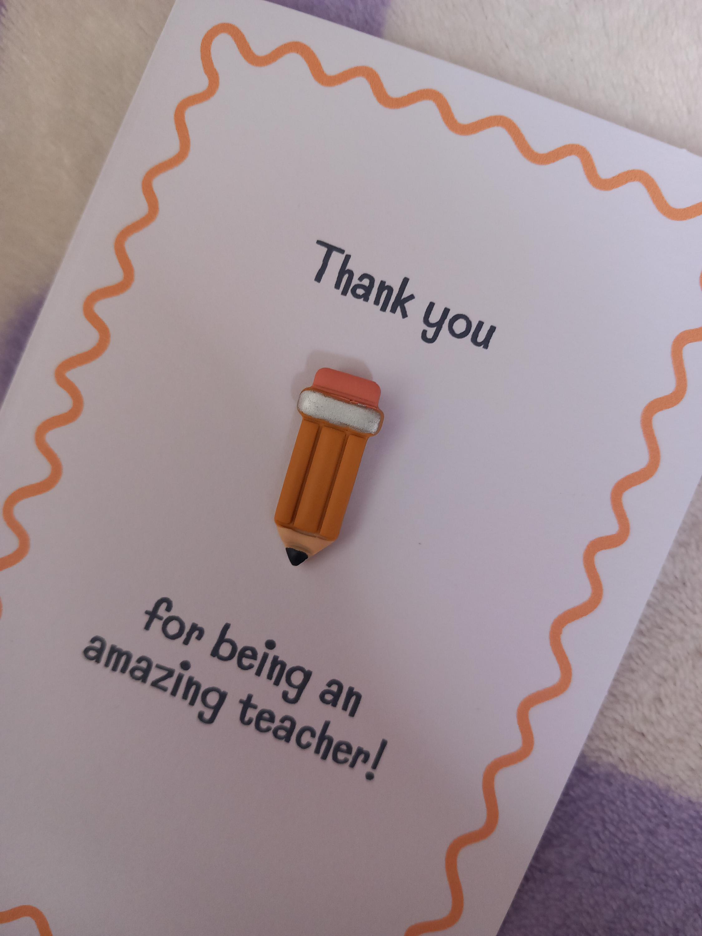 Handmade Polymer Clay Pencil Pin – Teacher Thank You Card - Etsy