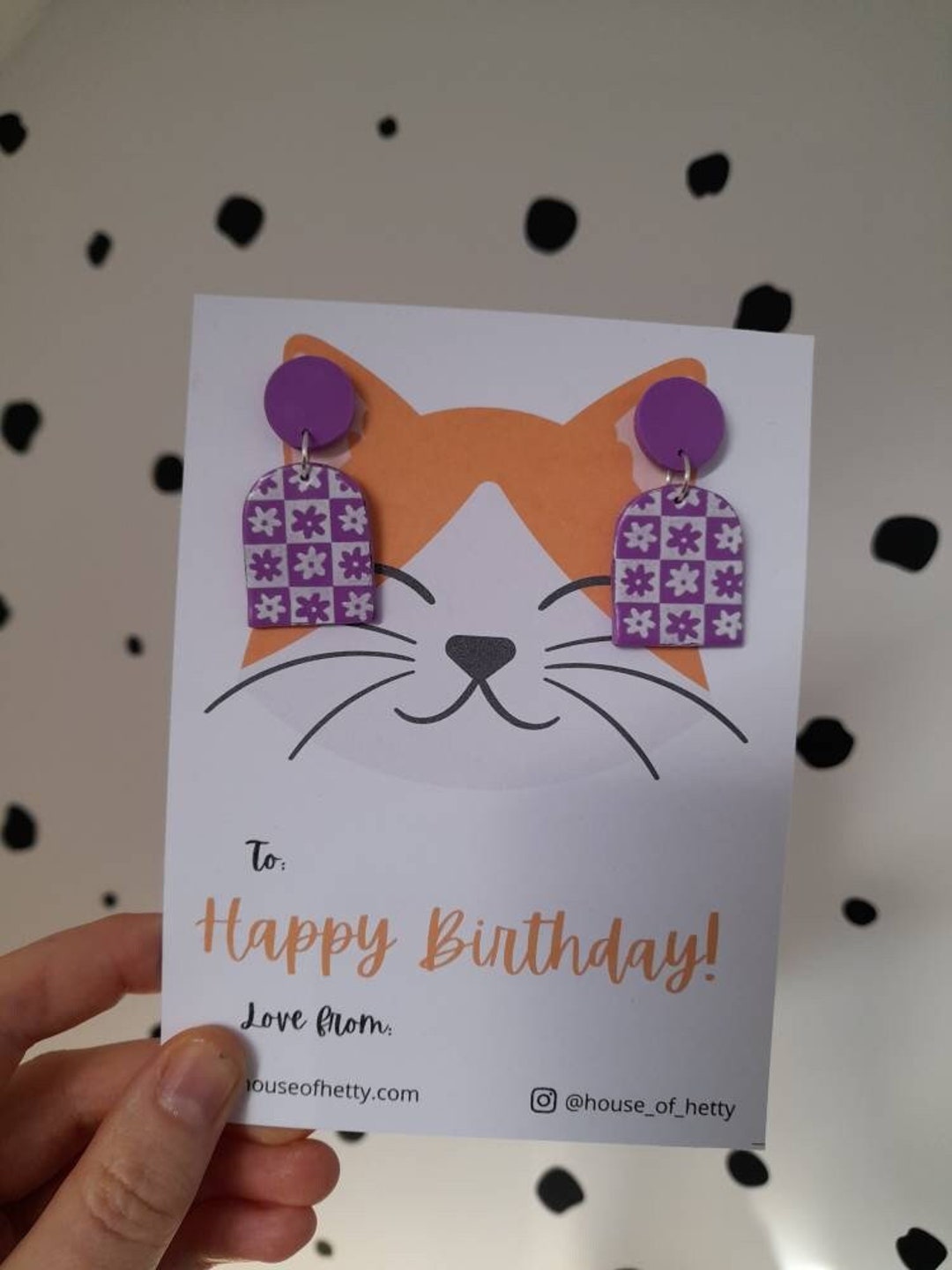 Happy Birthday Earring Card: Cat Jewelry Gift - Etsy