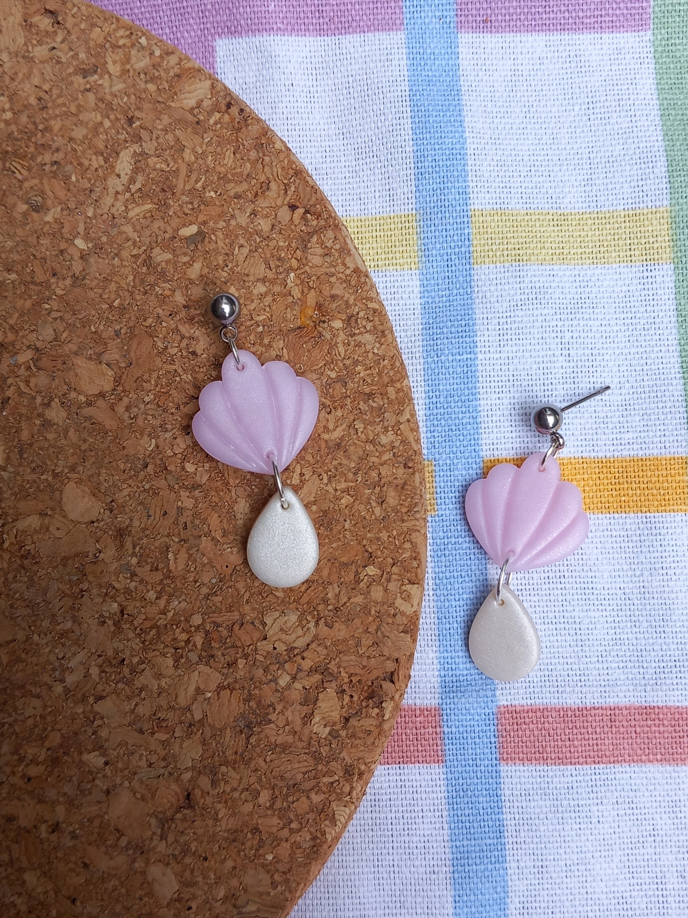 Double Drop Seashell Polymer Clay Earrings - Etsy