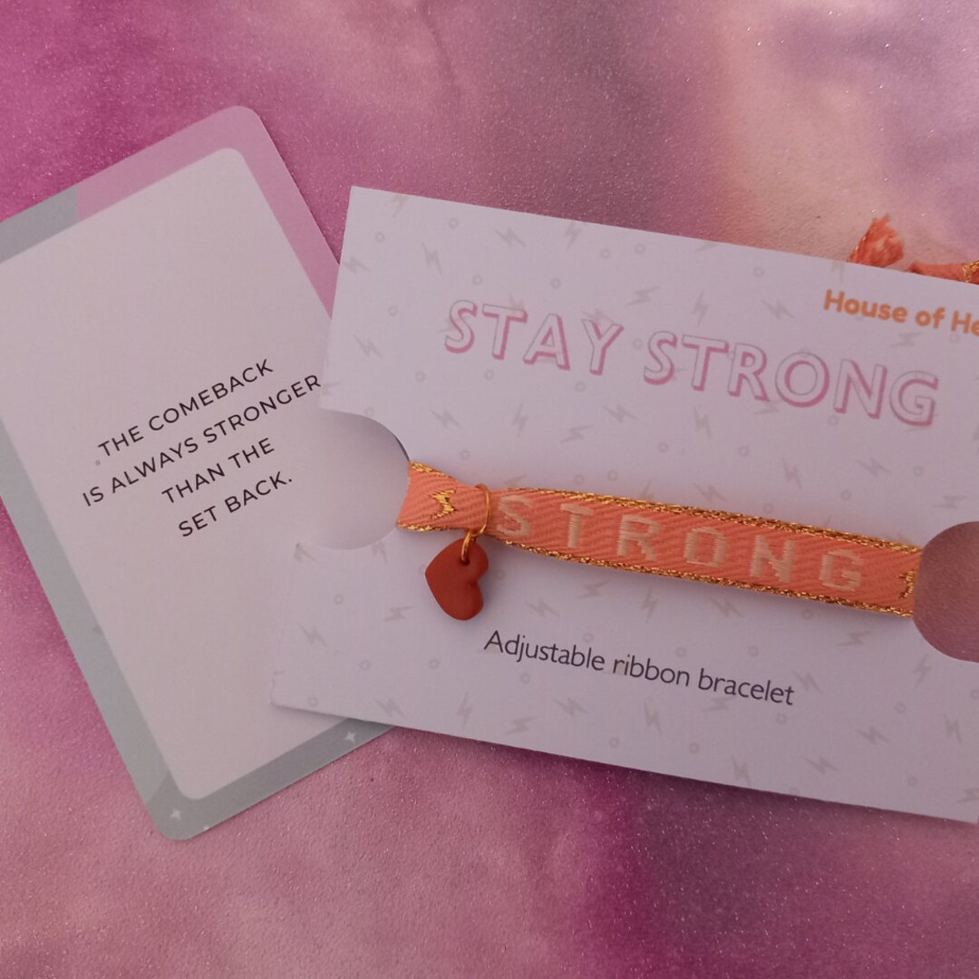 Stay Strong Adjustable Positive Affirmation Ribbon Bracelet Festival ...