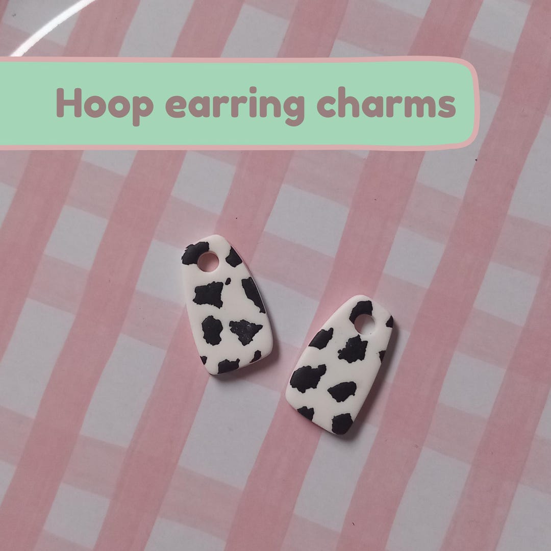 Cow Print Polymer Clay Hoop Earring Charms - Etsy