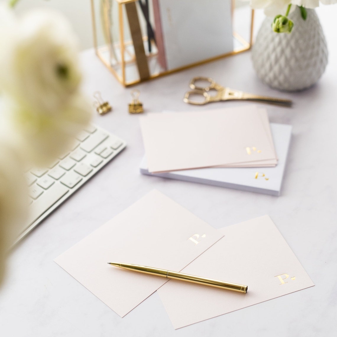 Initial Embossed Gold Hot Foil Notecards & Envelopes - Etsy