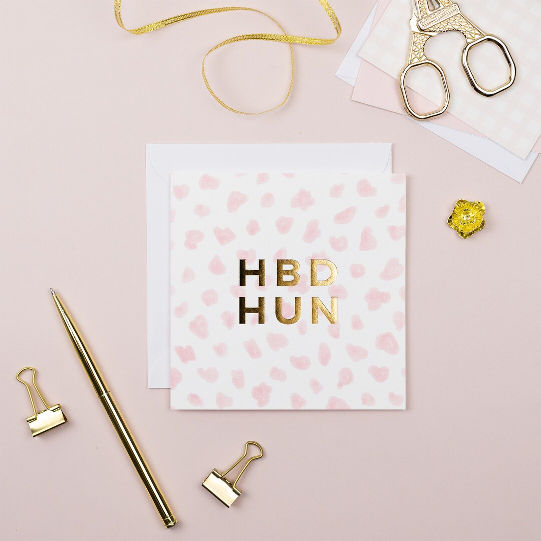 HBD HUN Gold Foil Imprinted Greeting Card Happy Birthday Hun Card ...