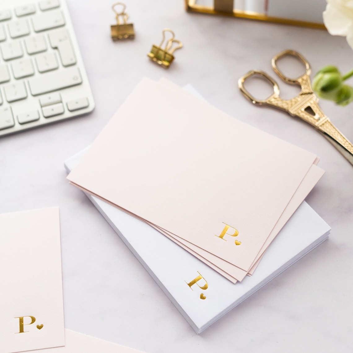 Initial Embossed Gold Hot Foil Notecards & Envelopes - Etsy