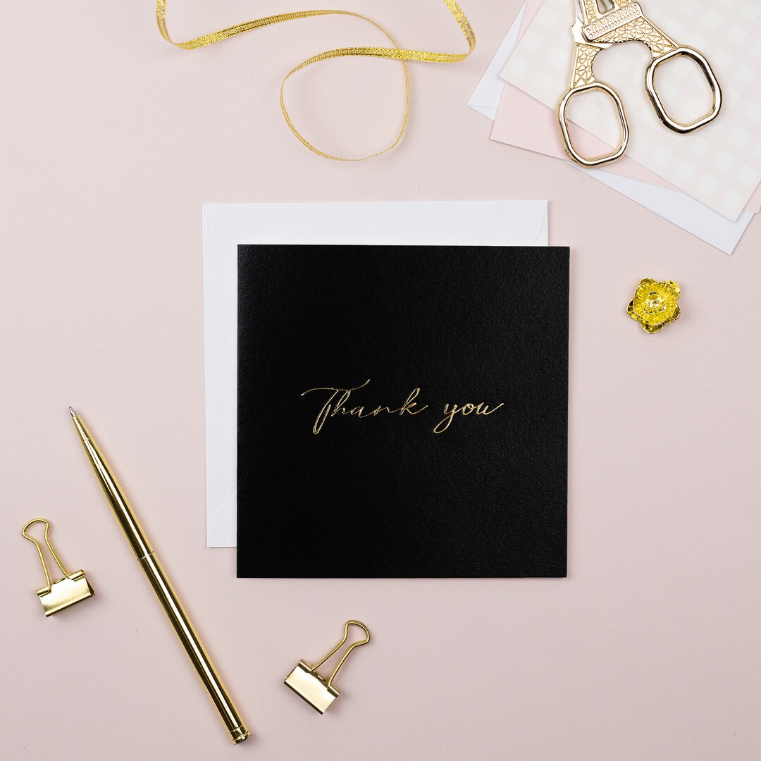 Thank You Gold Foil Imprinted Greeting Card Luxury Thank You Card Gold ...
