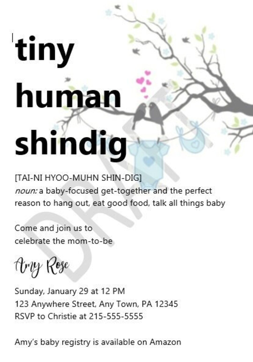 Tiny Human Shindig Baby Shower Invitation digital Download - Etsy