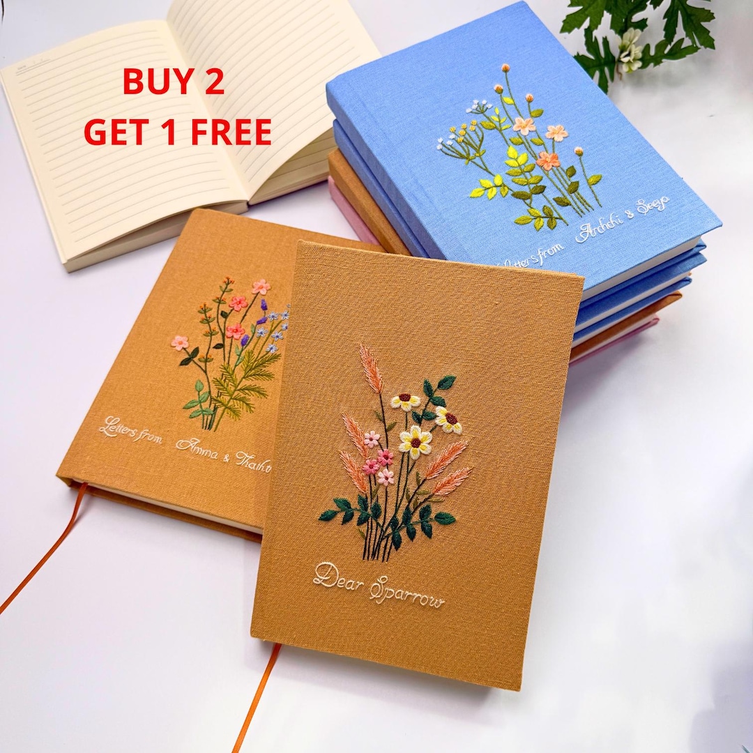 Hand Embroidered Notebook, Personalized Embroidered Journal ...