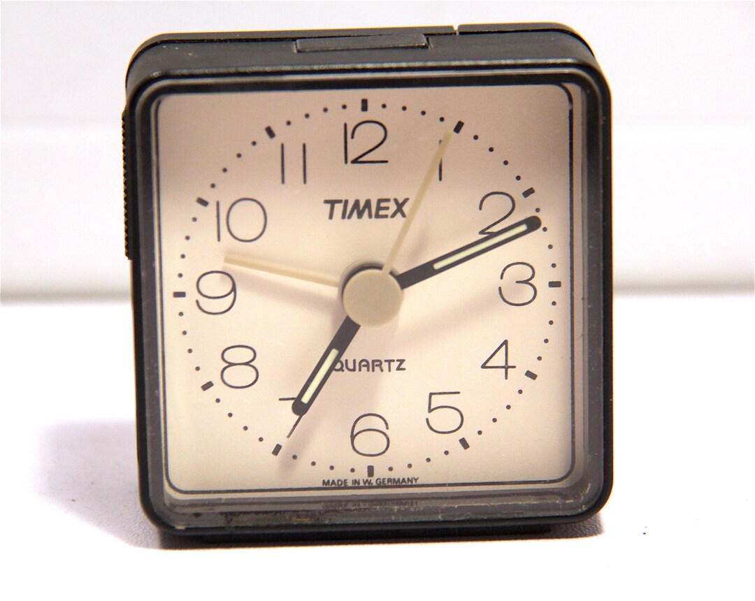 Ultra Rare TIMEX Travel Small Square Quartz Alarm Clock Made in W ...