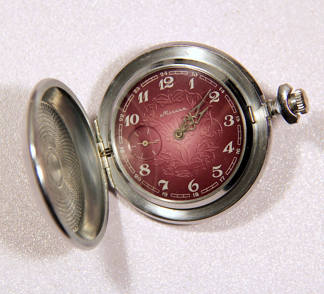 Vintage Mechanical Wind up Pocket Watch Purple Red Magenta Sub Dial - Etsy