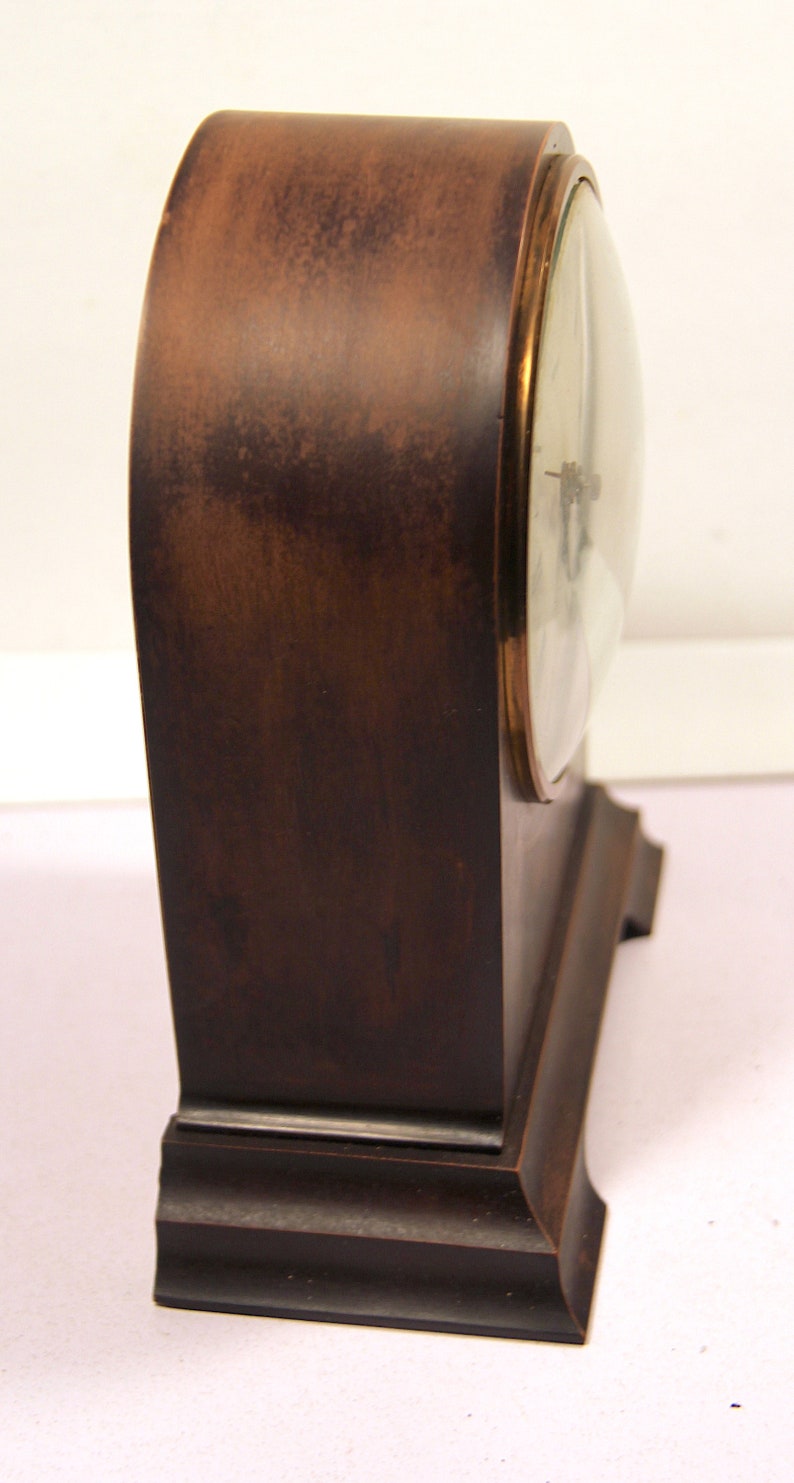 Mid Century Wood Cased Vintage Desk Mantel Clock With Roman Numerals ...