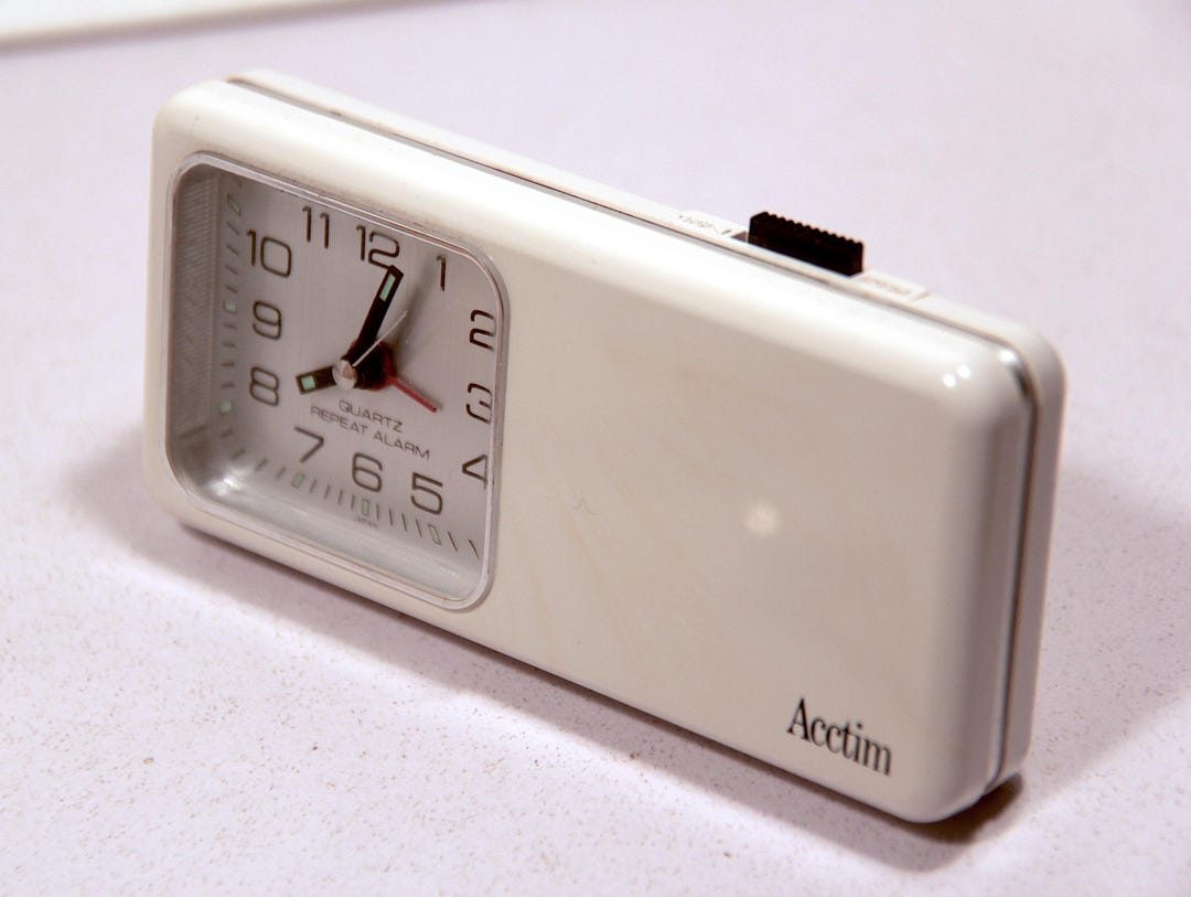 Minimalist Acctim Travel Alarm Clock: White & Silver Grey - Etsy