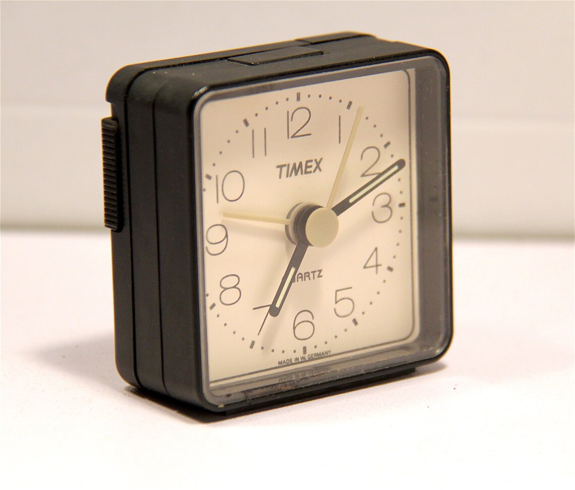 Ultra Rare TIMEX Travel Small Square Quartz Alarm Clock Made in W ...