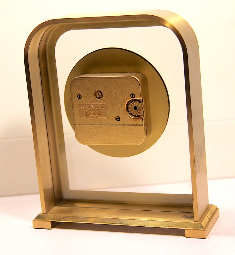 Vintage Acctim Arched Quartz Desk Table Clock Brass Gold Tone Floating ...