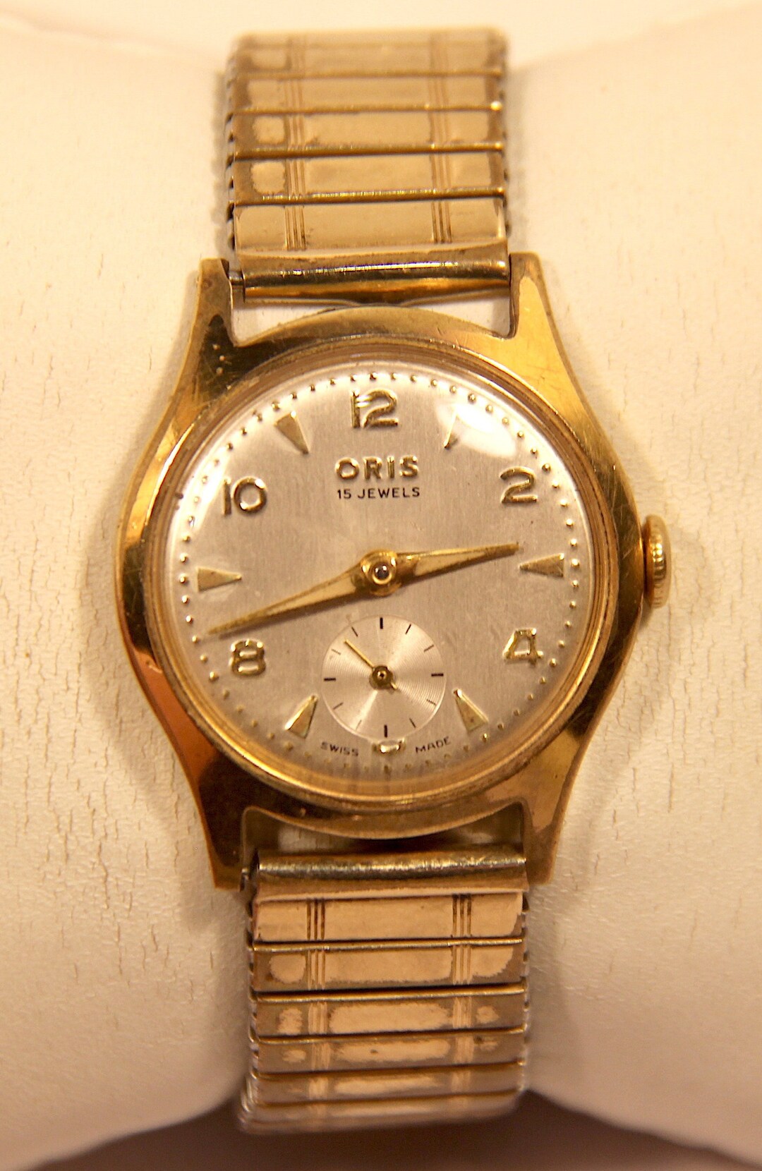 Vintage Oris Mechanical Watch Gold Plated Meduim Sized Mens Mid Century ...