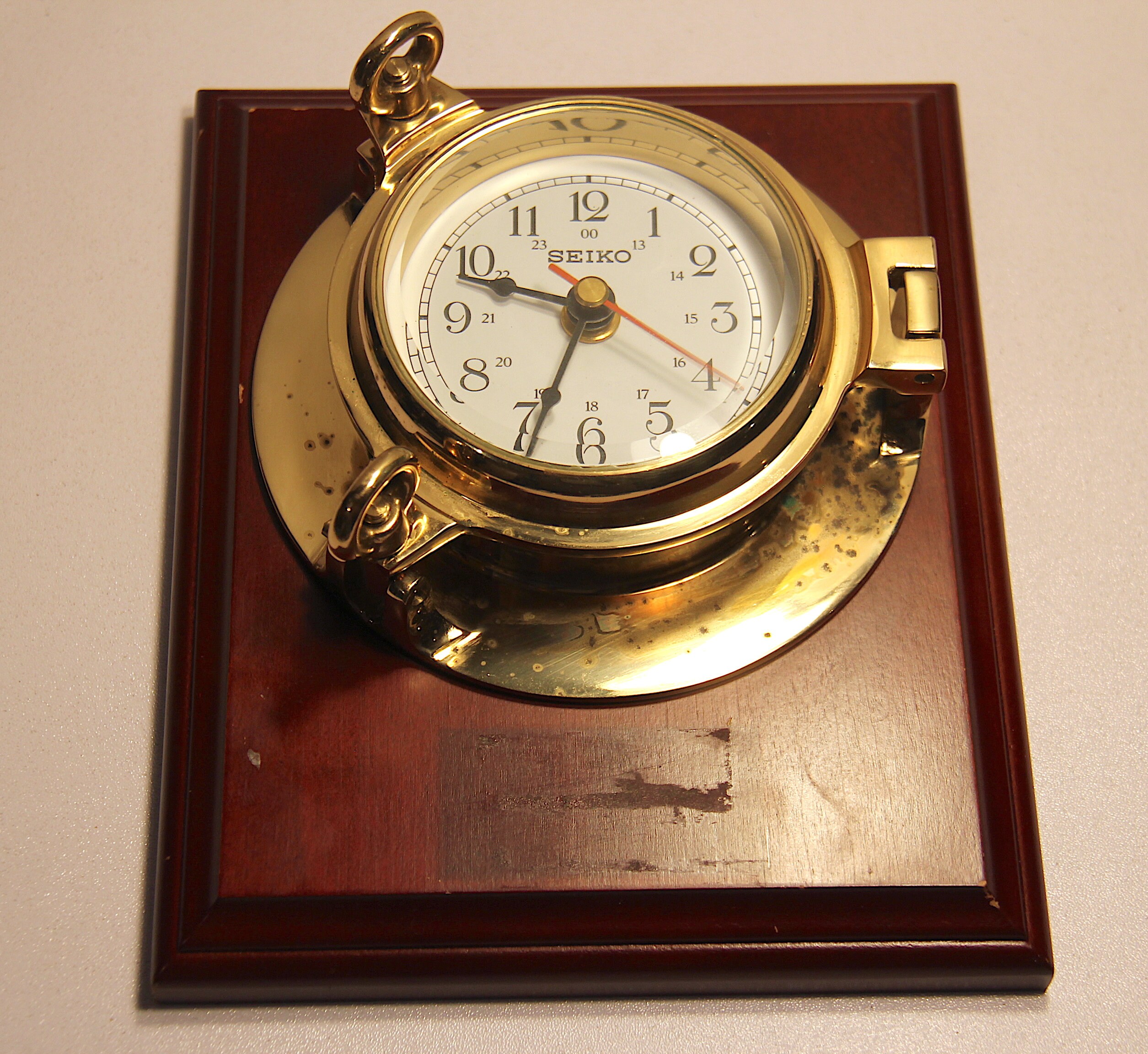 Extremely Rare Seiko Porthole Ship Boat Brass Gold Tone Mounted Wall ...