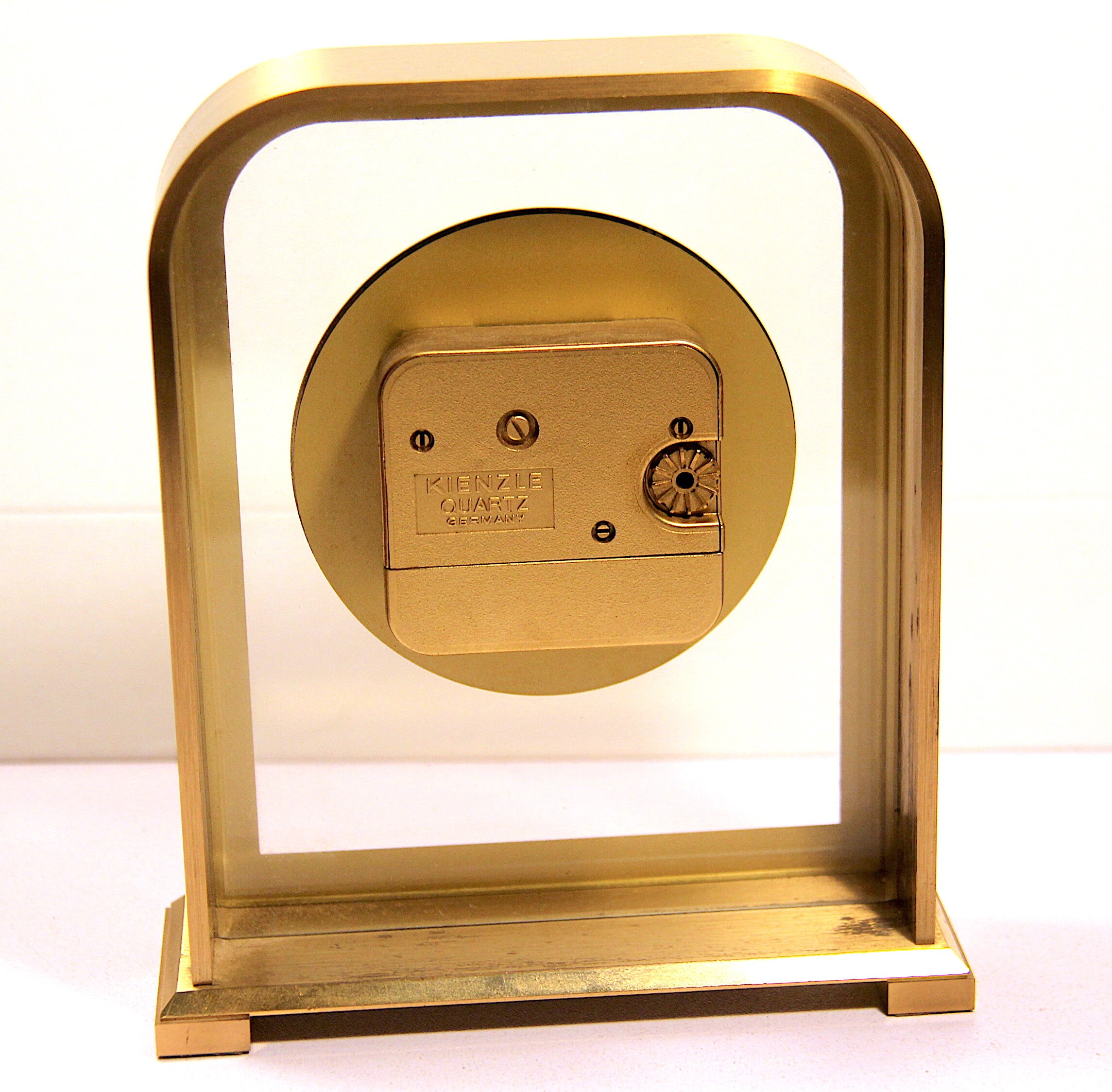 Vintage Acctim Arched Quartz Desk Table Clock Brass Gold Tone Floating ...