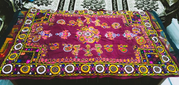 Antique Ethnic Indian Mirror Work Hand-embroidered Coffee - Etsy