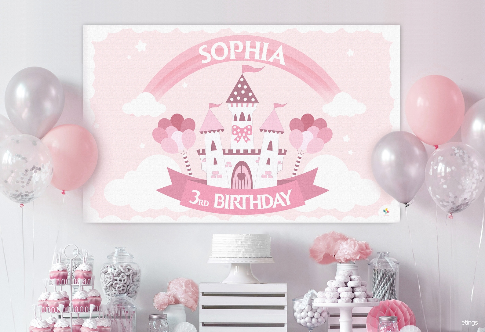 Princess Castle Backdrop, Princess Birthday Backdrop, Princess Castle ...