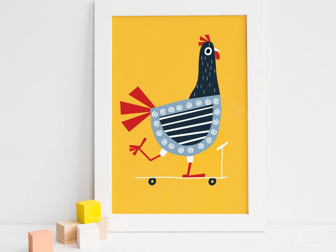 Chicken Illustration, Chicken Print, Chicken Wall Decor, Chicken Art ...