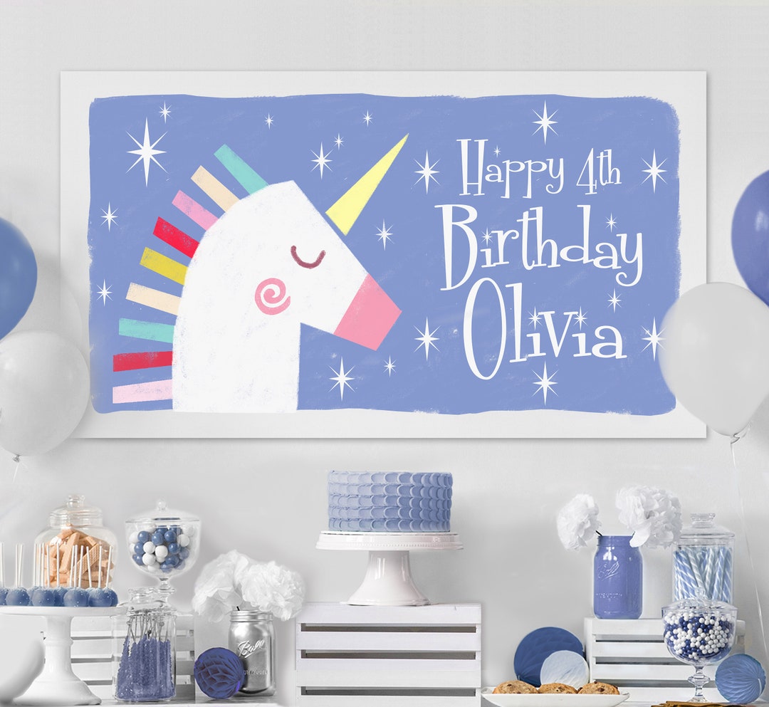Personalised Unicorn Birthday Banner, Unicorn Birthday Banner, Happy ...