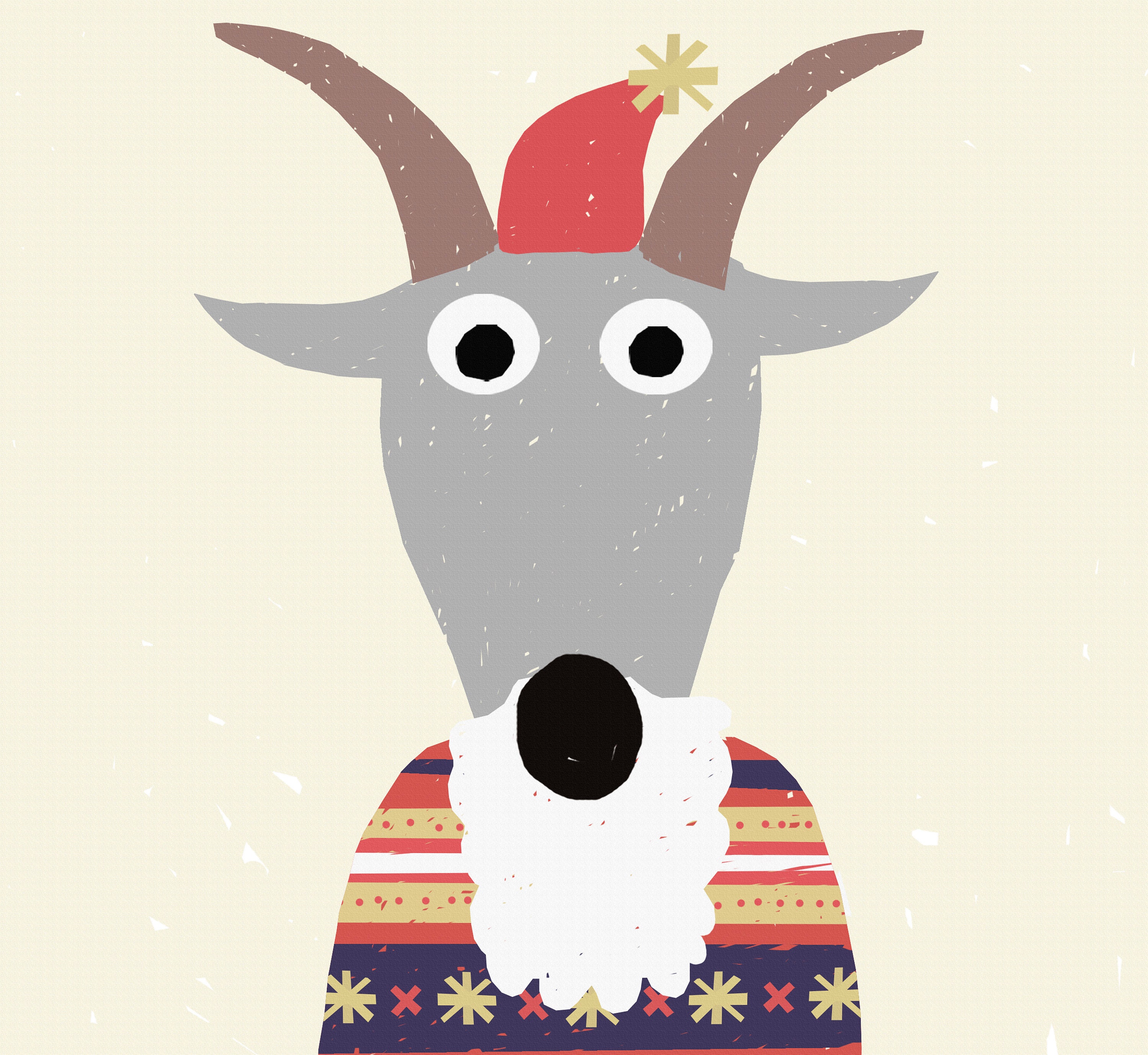 Christmas Card, Goat Christmas Card, Animal Christmas Card, Merry ...