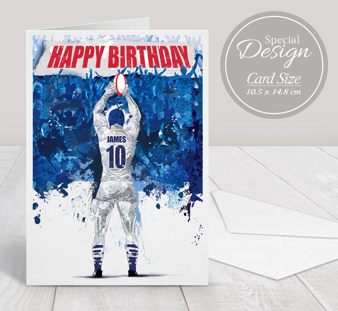 Personalised Rugby Birthday Card, Rugby Gift Card, Rugby Birthday Card ...