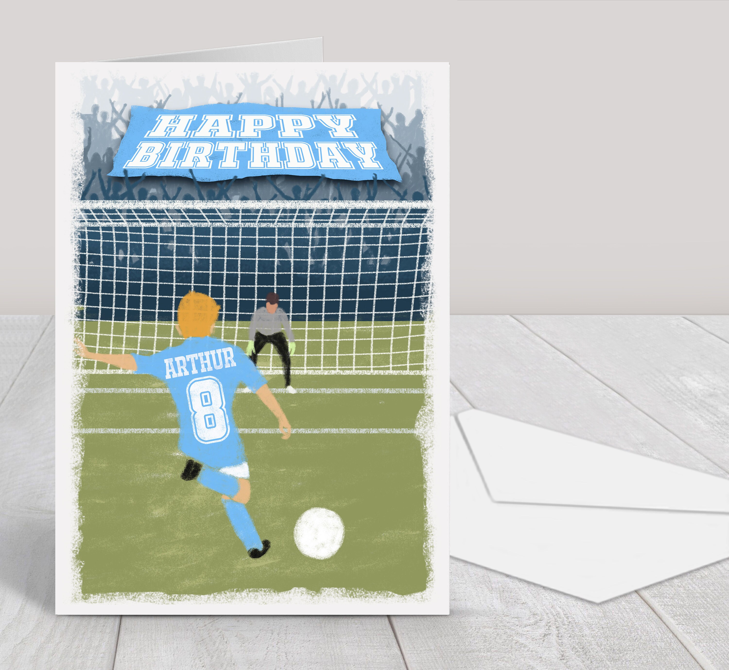 Personalised Birthday Card, Football Birthday Card, Kids Card, Happy ...