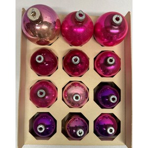 Vtg Shiny Brite Christmas Ornaments Glass Bulbs Pink Purple Mixed Lot ...