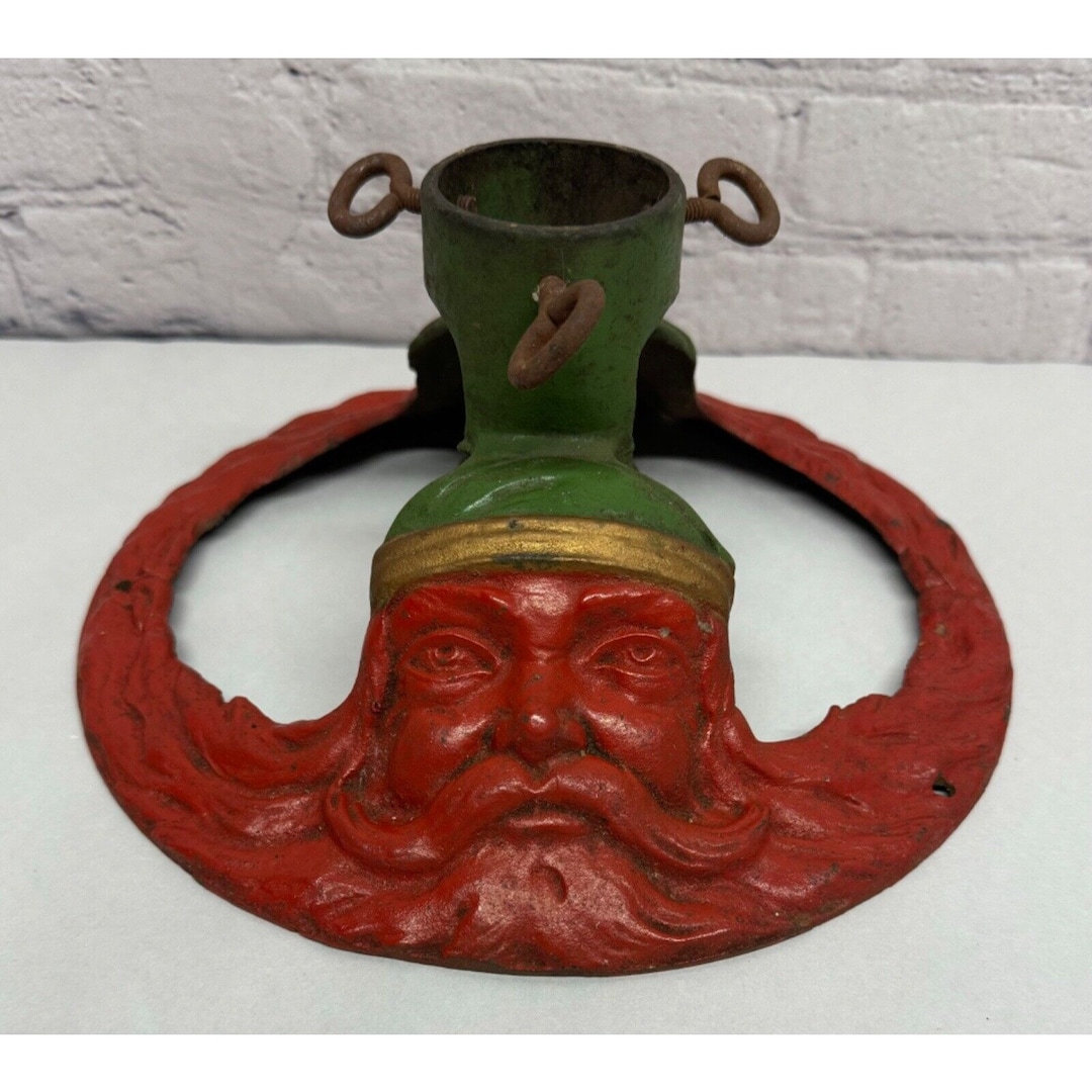 Antique Feather Christmas Tree Stand Santa Face Cast Iron Victorian - Etsy