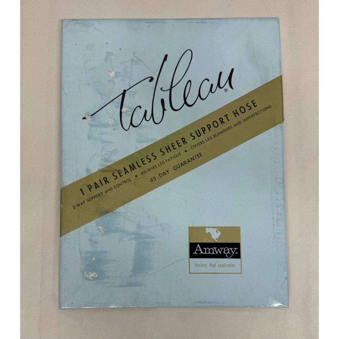 Vtg Amway Tableau Seamless Sheer Support Hose Stockings Size 9-10 Short ...
