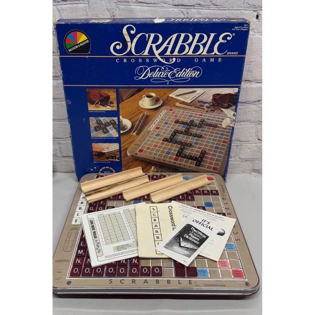 Vtg Scrabble Deluxe Turntable Base Complete W/ Score Cards Selchow ...
