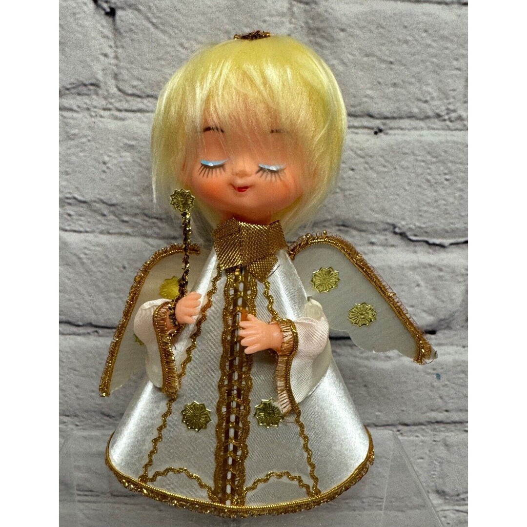 Vtg Angel Cone Doll Christmas Tree Topper Wand Scepter Blonde Japan - Etsy
