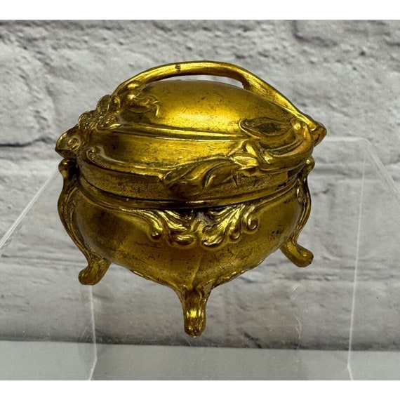 Antique Brass Ring Box Jewelry Casket Trinket Braina… - Gem